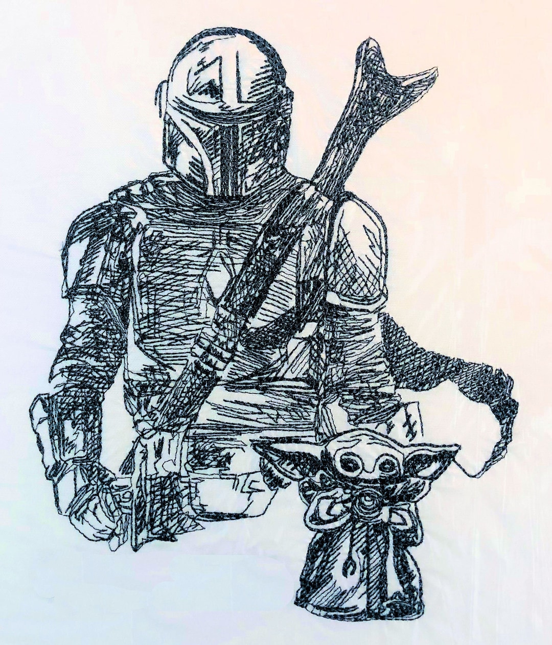 The Bounty Hunter and the Baby Line Drawing Machine Embroidery Design ...