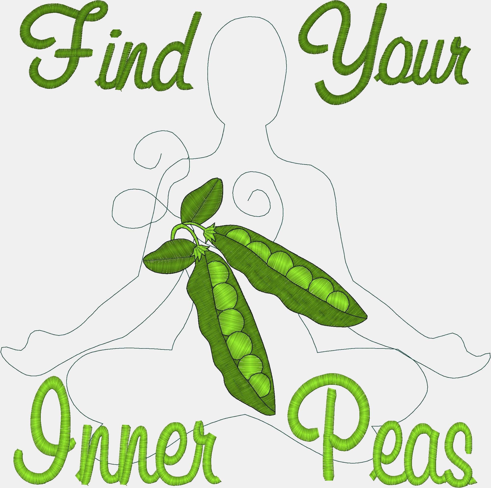 Find Your Inner Peas Embroidery Design Vegitable Pun Sayings - Etsy
