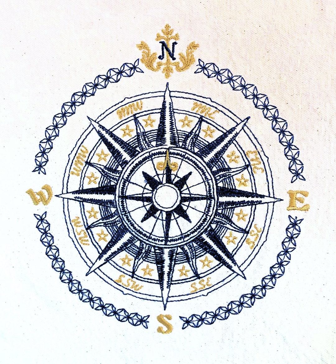 Large Compass Rose Machine Embroidery Design - Etsy