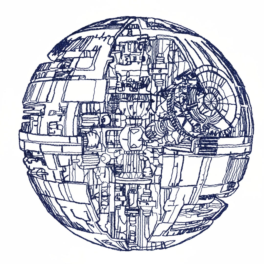 DEATH STAR Machine Embroidery Design (fits 8+ Inch Hoop) - Etsy