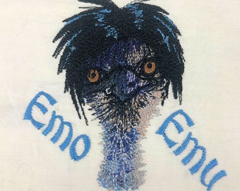 EMU EMBROIDERED DESIGN no Quilt Block Background Fits a 4x4, 5x7 & 8x8 ...