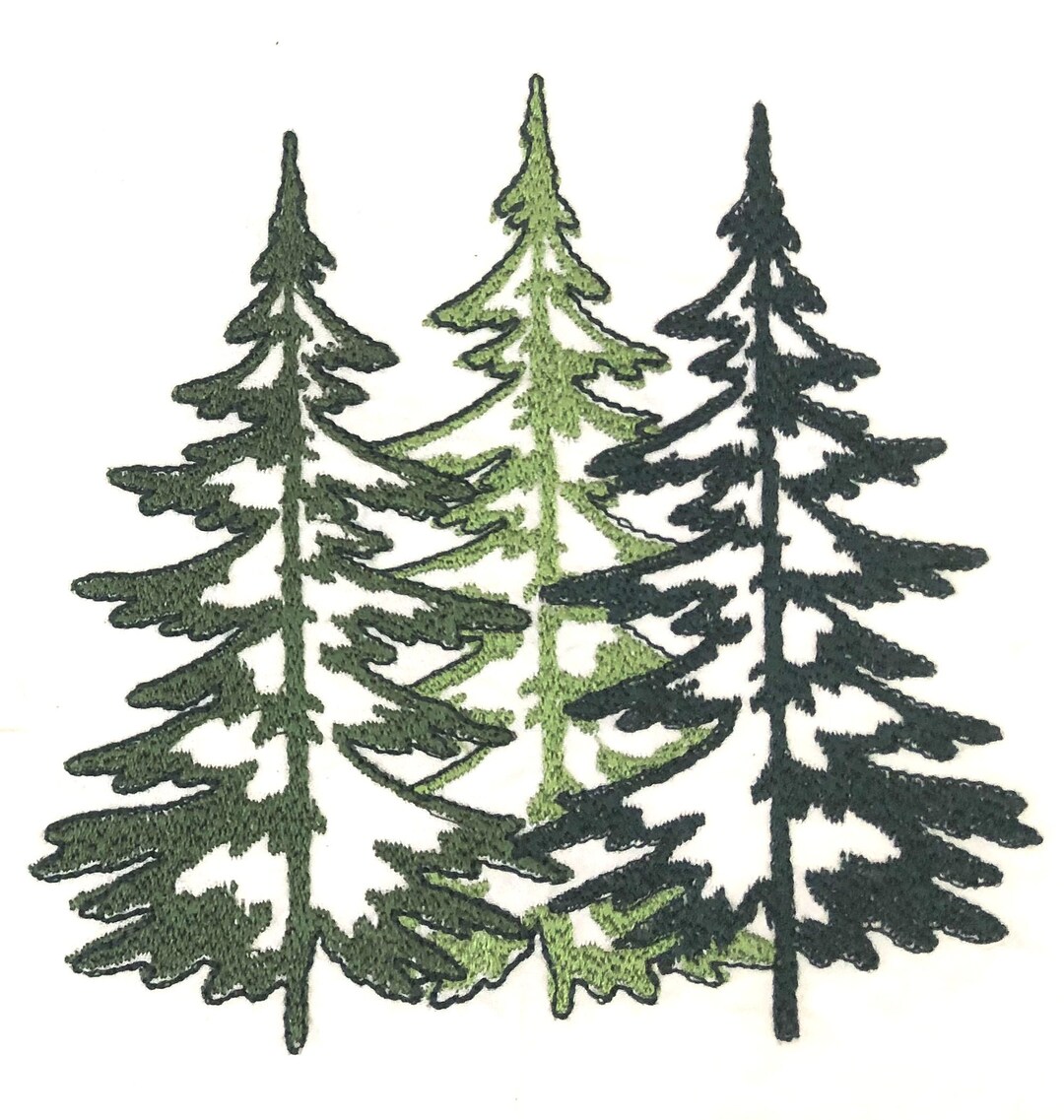 Large Three Majestic Pine Trees Machine Embroidery Design (available in ...