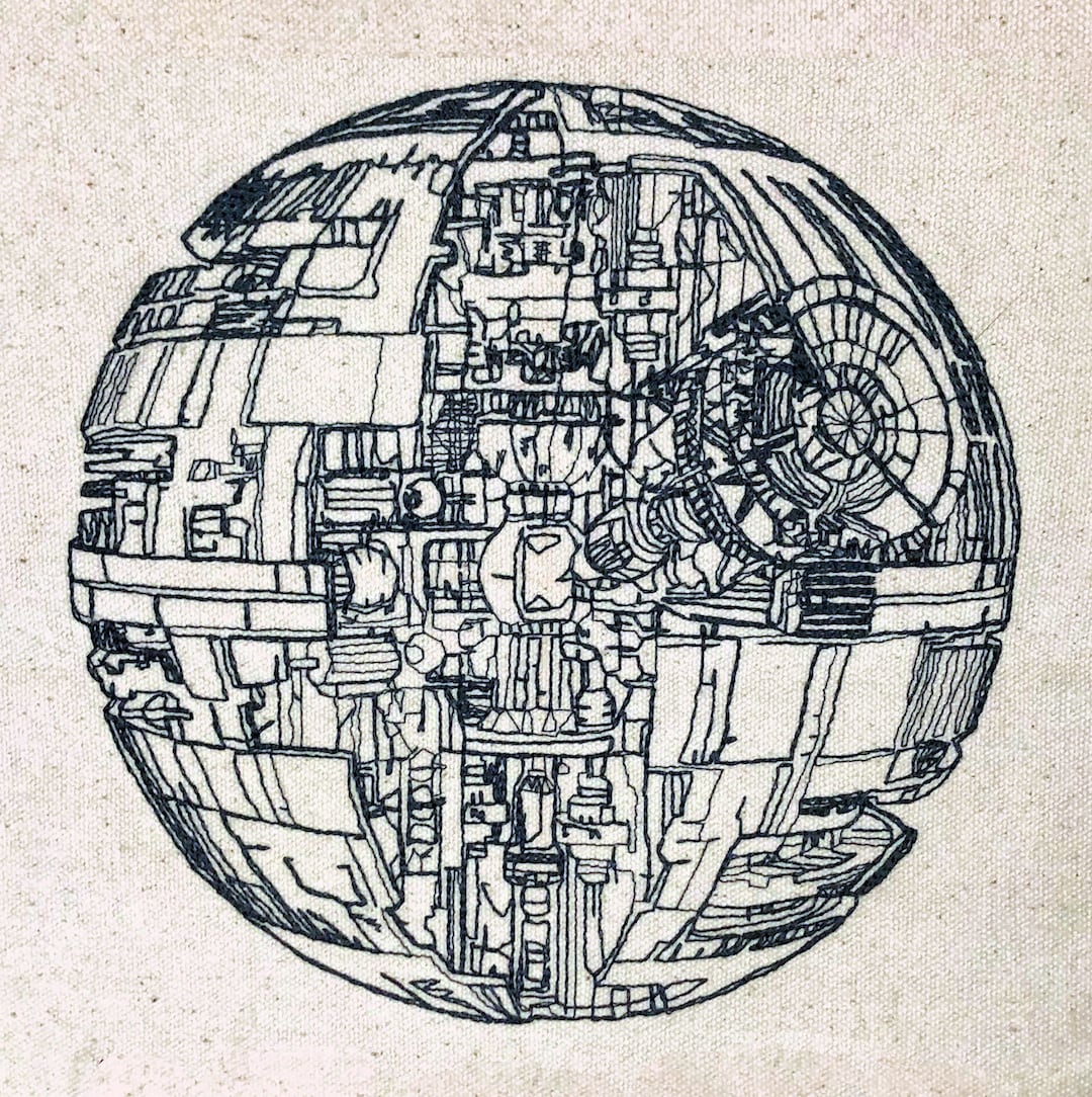 Death Star Line Drawing Machine Embroidery Design Special Request 8 ...