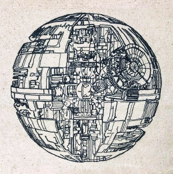 Death Star Line Drawing Machine Embroidery Design | Etsy