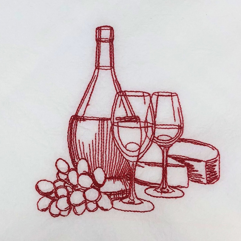 Wine Embroidery - Etsy