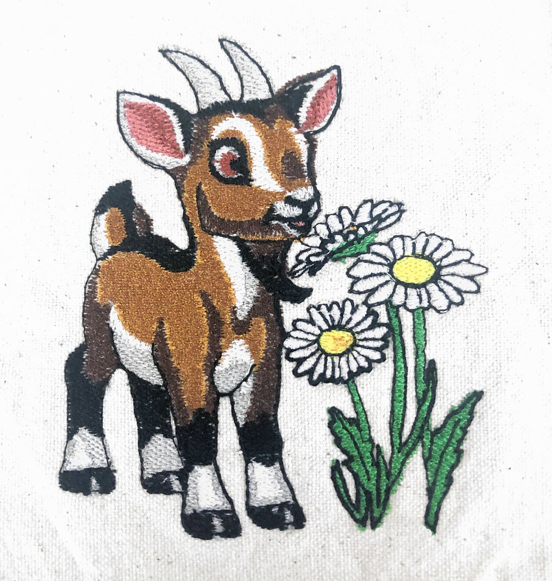 Baby Goat and Daisies Machine Embroidery Design - Etsy