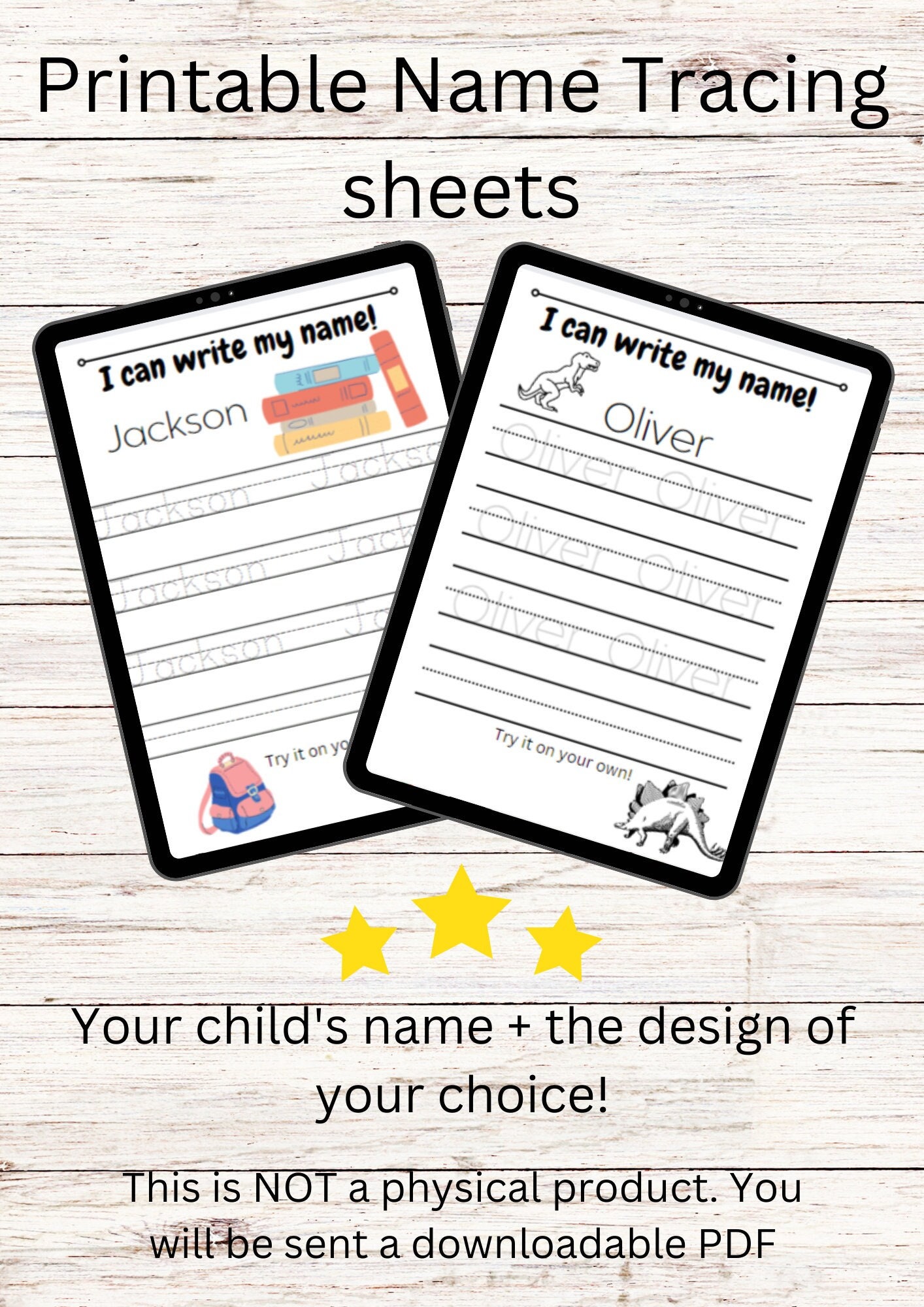 Printable Name Tracing Sheets. Customizable: Dinosaur - Etsy