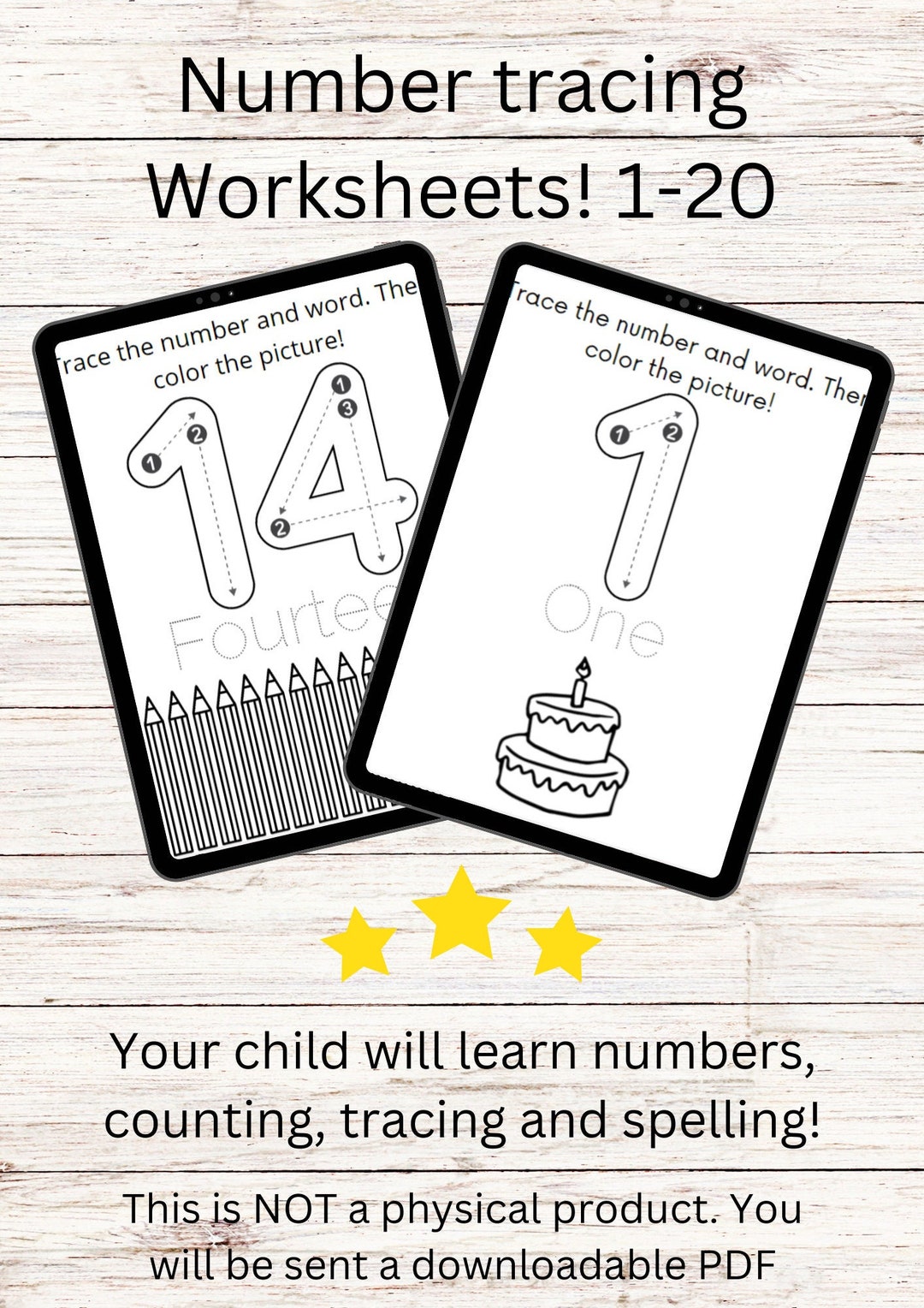 Numbers 1-20 Tracing and Coloring Worksheets! Printable PDF. Learn to ...