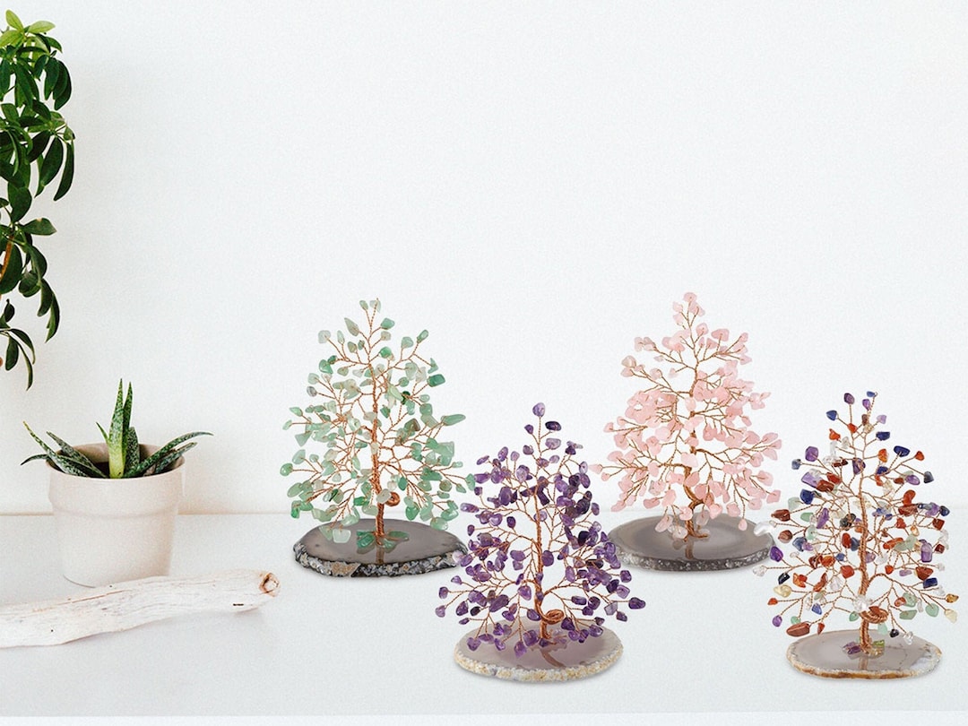 Crystal Tree 7 Chakra Tree of Life With Agate Slice, Amethyst Tree ...