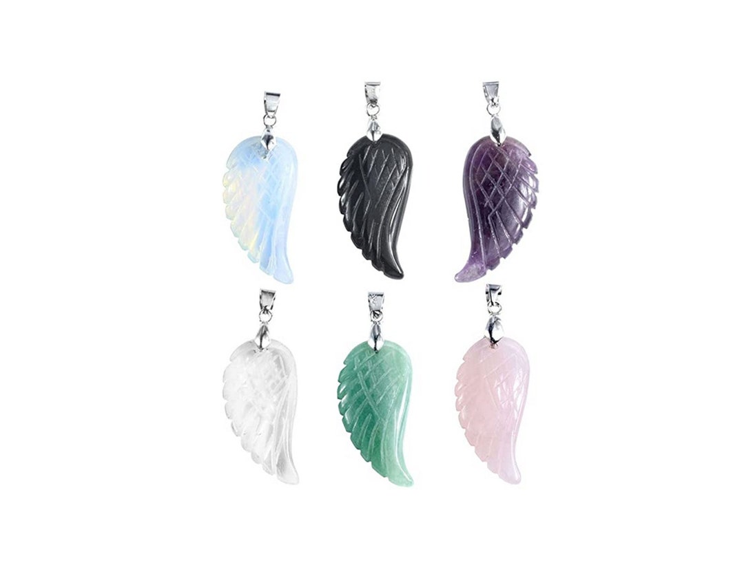 Angel Wing Gemstone Pendant/ Wing Pendant 35x17mm/ Guardian Angel Wings ...