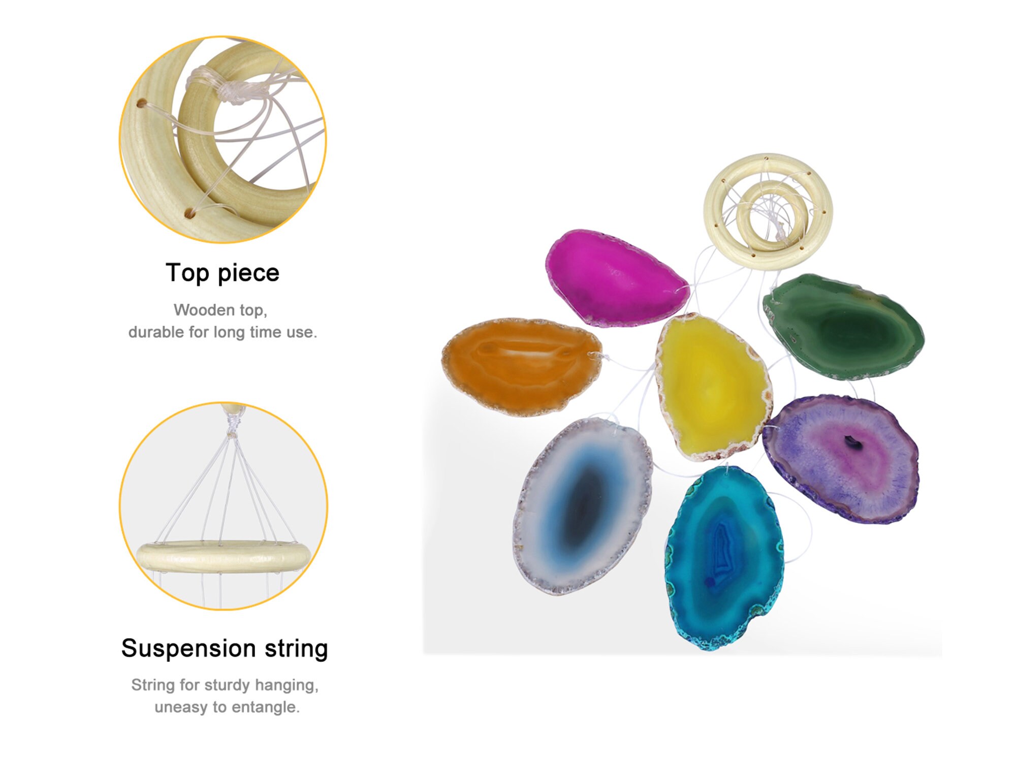 Agate Wind Chime/rainbow Agate Slice Windchime/healing Crystal | Etsy