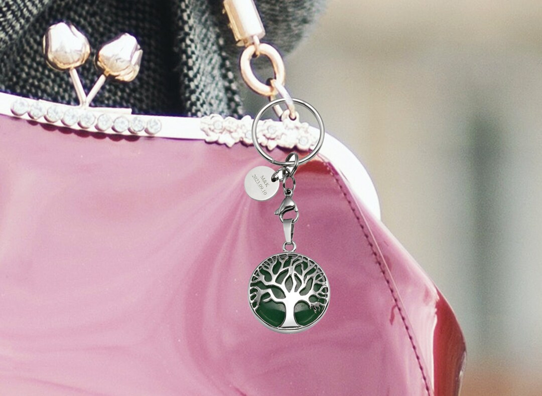 Personalized Green Aventurine Keychain, Green Crystal Key Ring, Wire ...