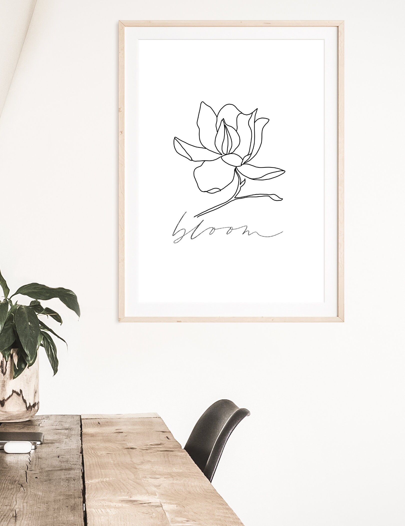 BLOOM Line Art Bloom Floral Print Line Art Botanical - Etsy