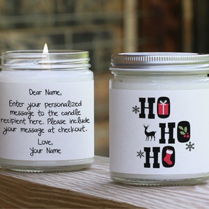 Christmas Candle Gift Ho Ho Ho Santa Candle Gift Personalized Christmas ...