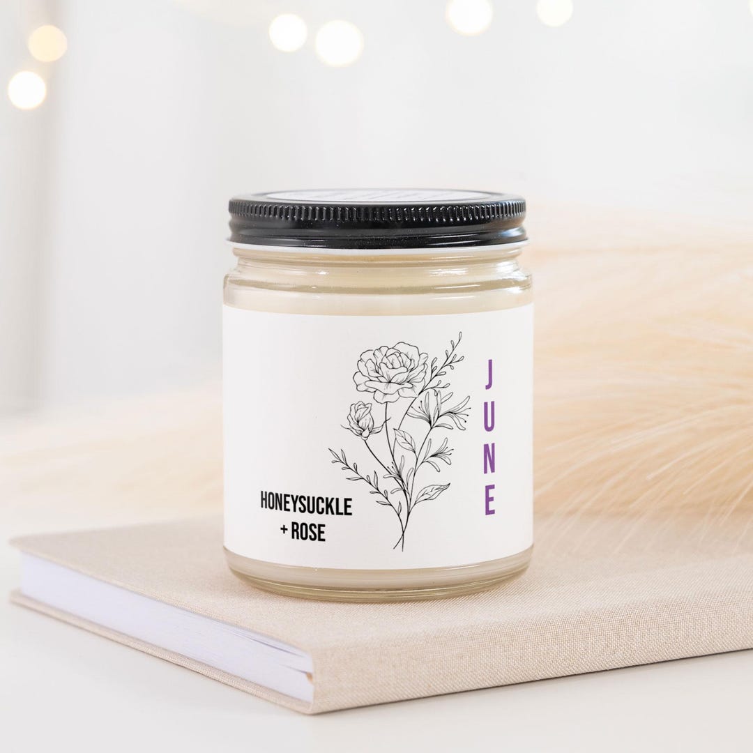 June Birth Flower Candle: Moonstone Birthstone Soy Candle - Etsy