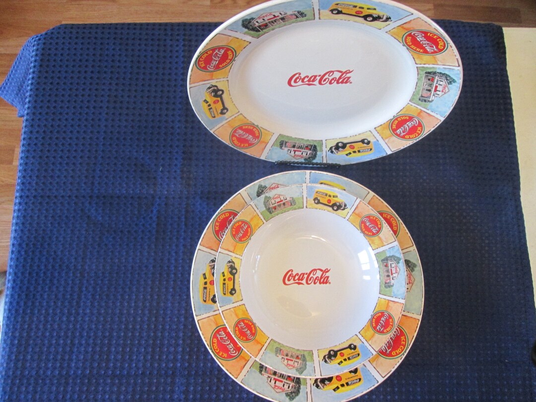 Coca-cola Plates and Bowl Set of 3 - Etsy