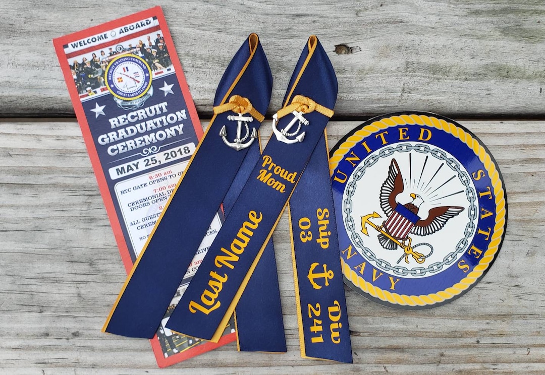 Custom Navy PIR Graduation Ribbon With Anchor Pin - Sailor Boot Camp - Etsy