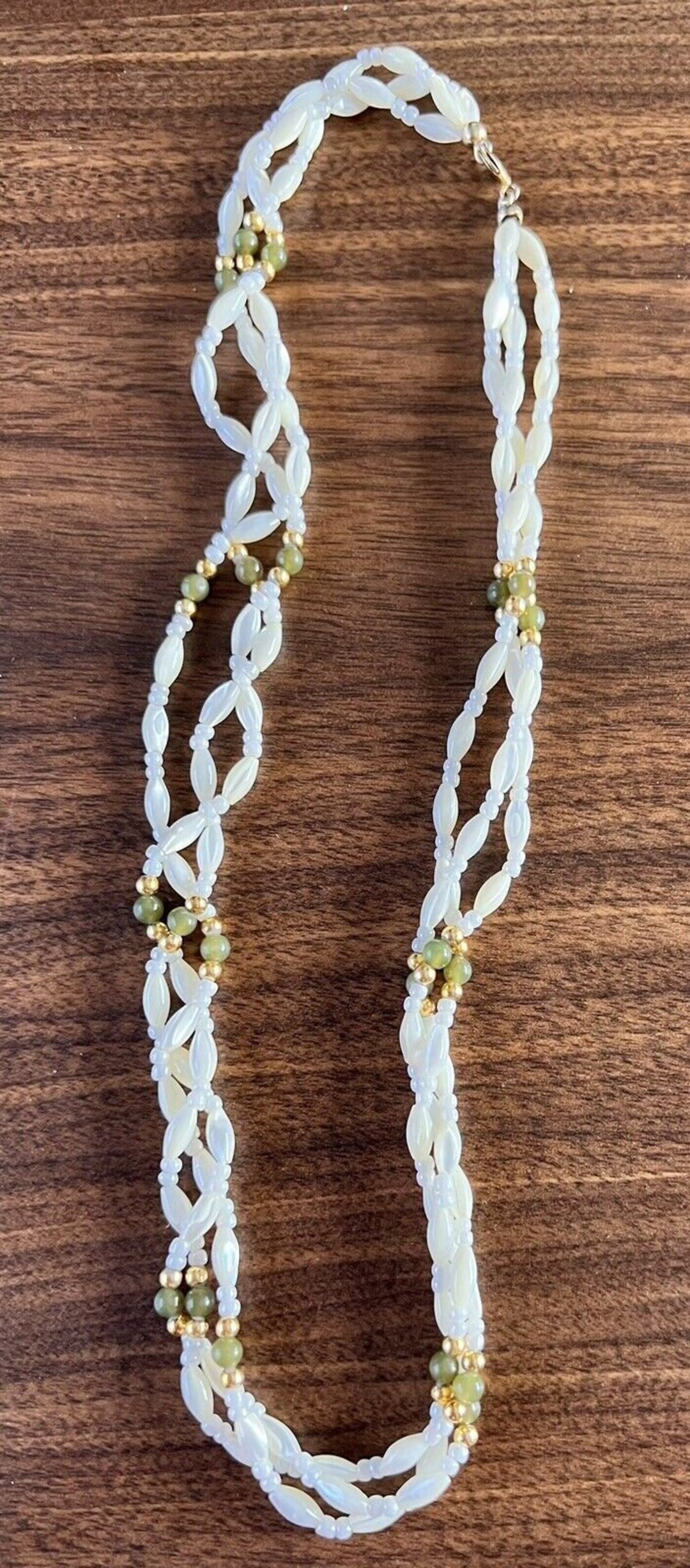 Freshwater Rice Pearl and Malachite Gemstone Necklace - Etsy