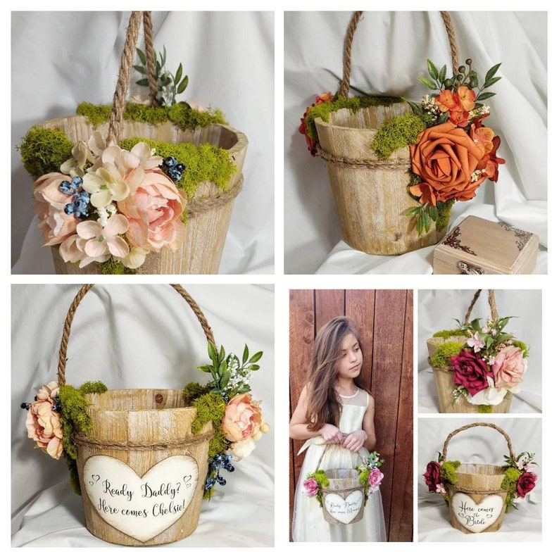 Rustic Flower Girl Basket/ Flower Girl Baskets/beach/flower - Etsy
