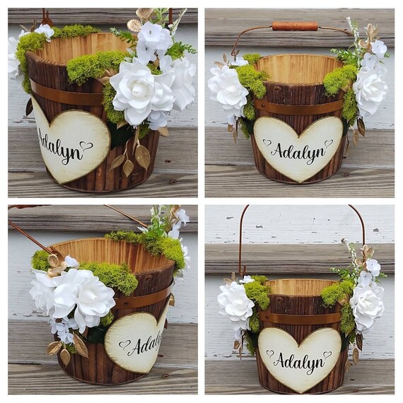 Rustic Flower Girl Basket/flower Girl Basket | Etsy