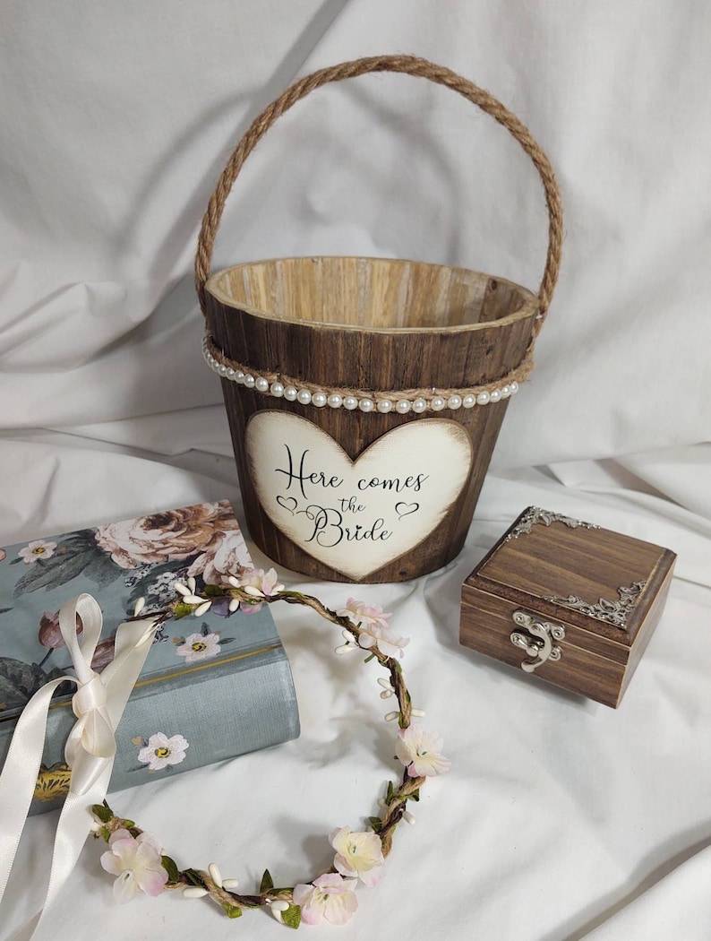 Rustic Flower Girl Basket/ Flower Girl Baskets/beach/flower - Etsy