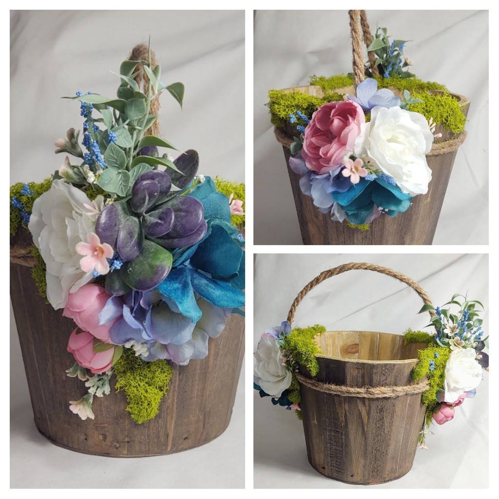 Flower Girl Basket/rustic Flower Girl Baskets - Etsy