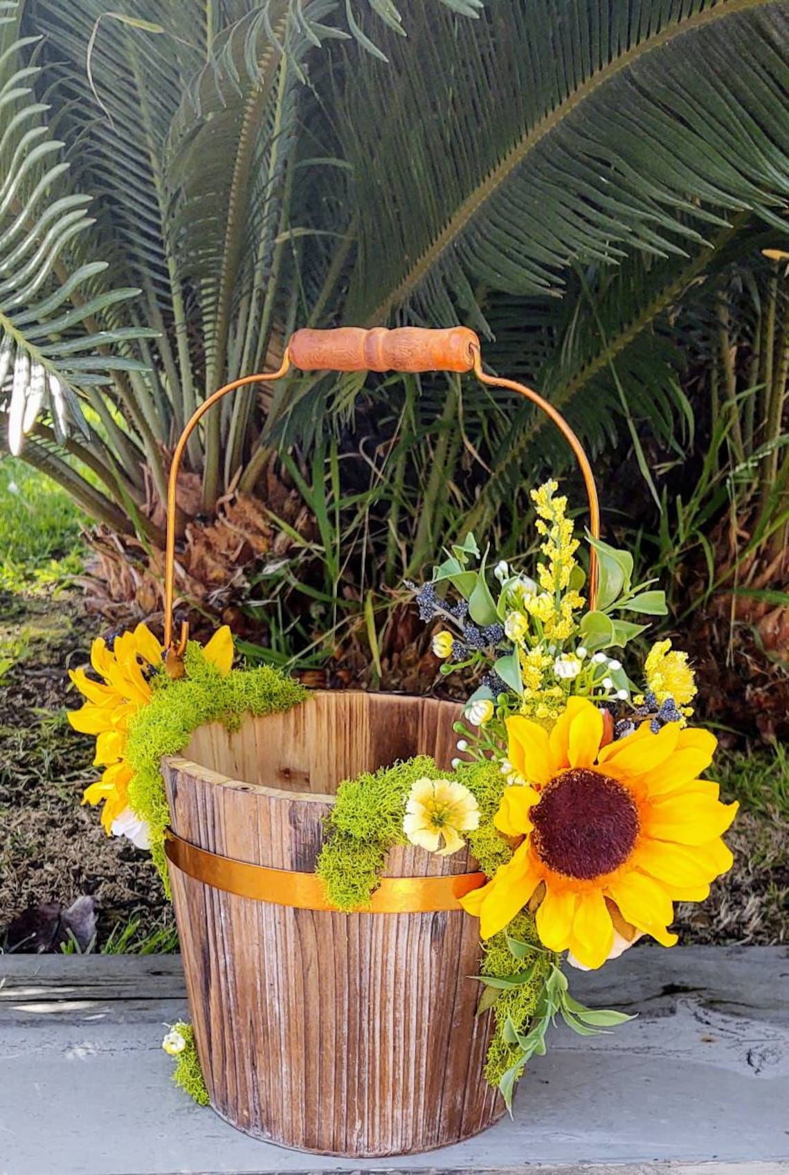 Rustic Flower Girl Basket/ Ivory Flower Girl Basket/Flower | Etsy
