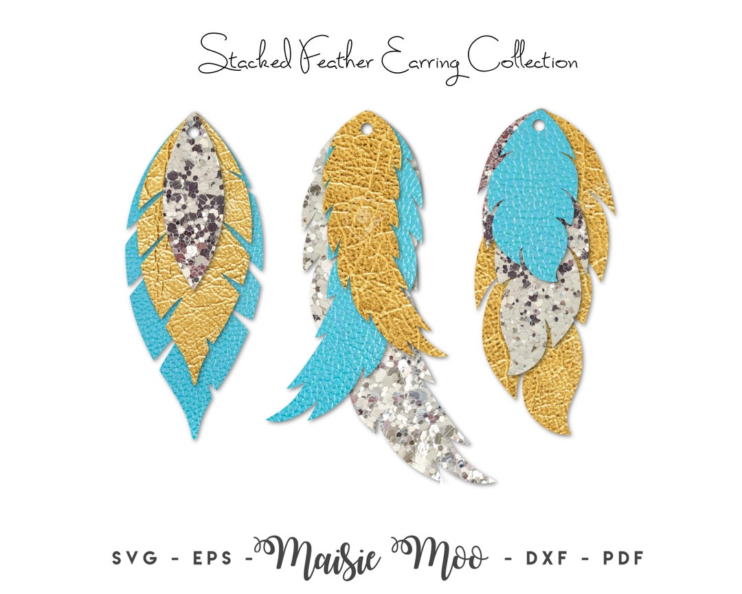 Feather Earring SVG | Faux Leather Earring Templates | Cricut Earring ...