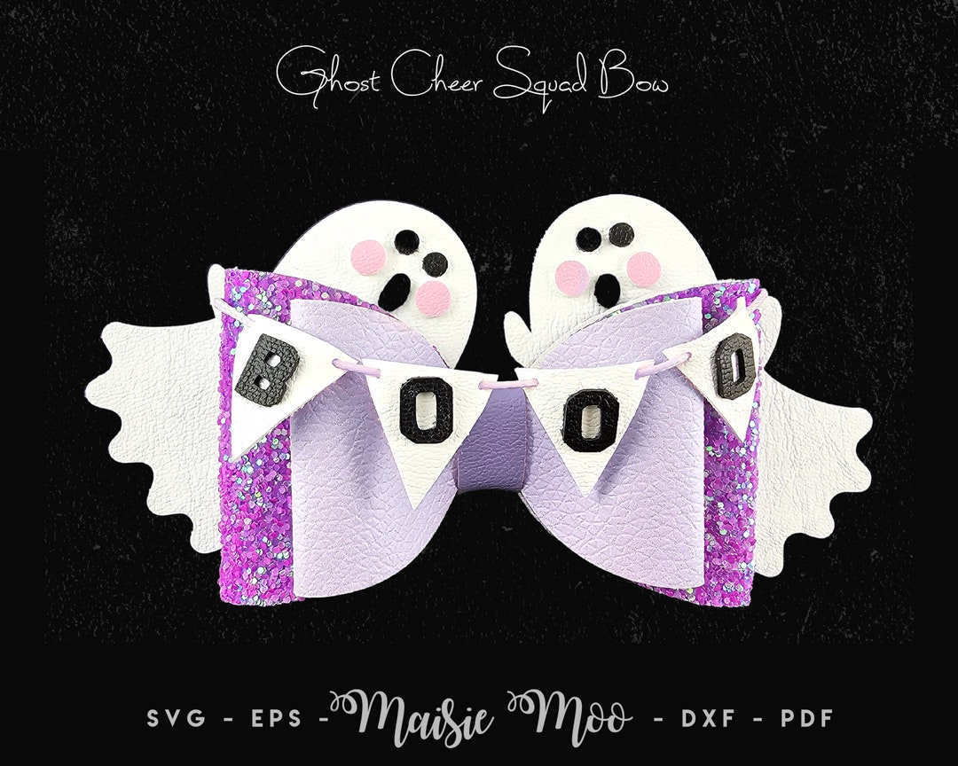 Halloween Hair Bow SVG, Ghost Cheer Bow Template, Personalized Hair Bow ...