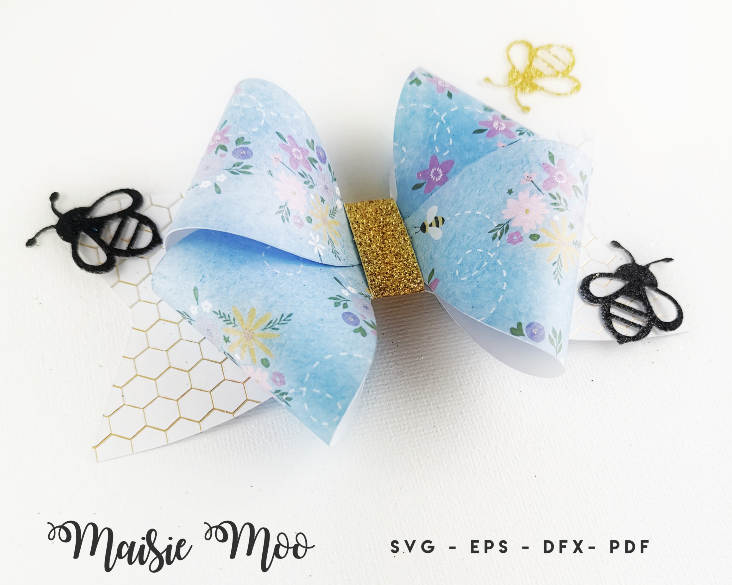Honey Bee Hair Bow SVG Template Bow SVG Felt Bow PDF Bumble - Etsy UK