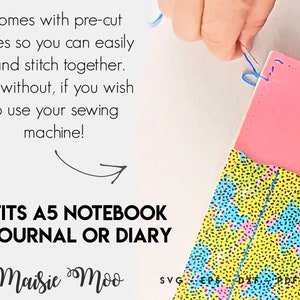 A5 Notebook Cover Pattern SVG Template | Hand Stitched Faux Leather ...