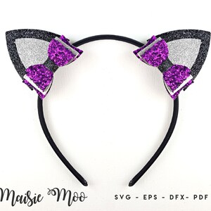 Cat Ears Bow SVG | Cat Ears Hairclip Headband Template | Halloween ...