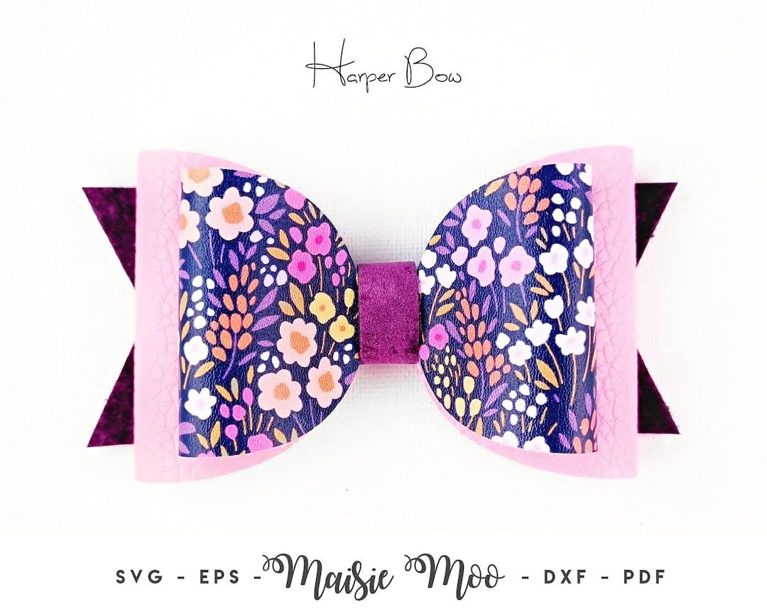 Classic Bow SVG Template, Double Loop Hair Bow Cut Files for Cricut ...