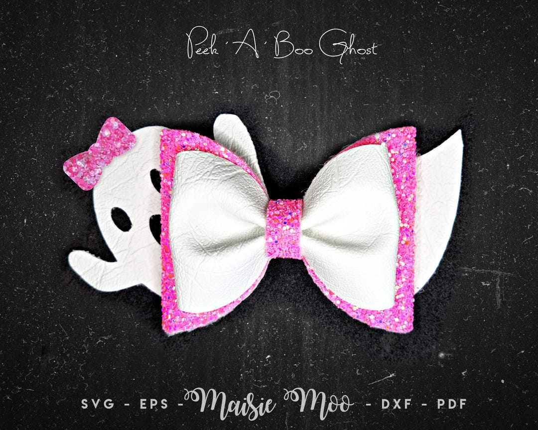 Halloween Ghost Bow SVG, Hair Bow Template for Cricut, Faux Leather Bow ...