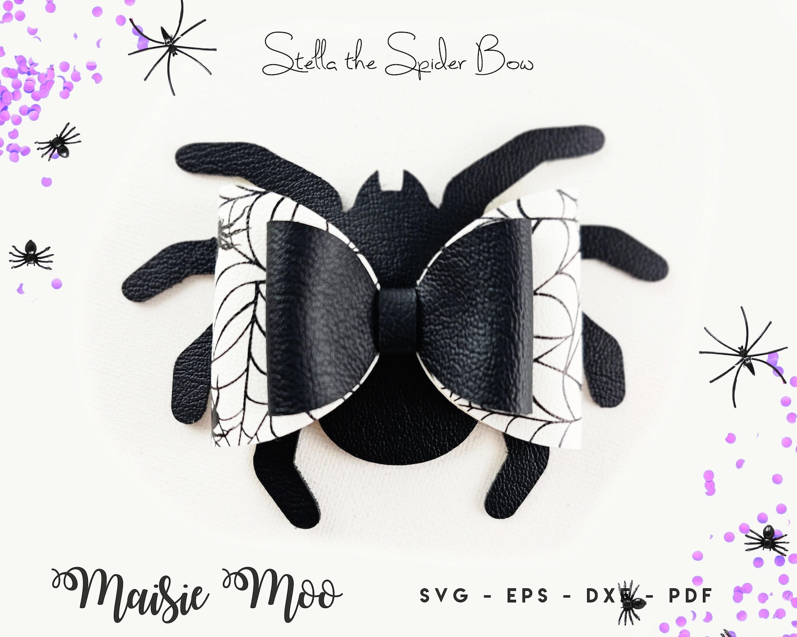 Spider Halloween Bow SVG, Spiderweb Bow Template SVG, Spooky Bow ...