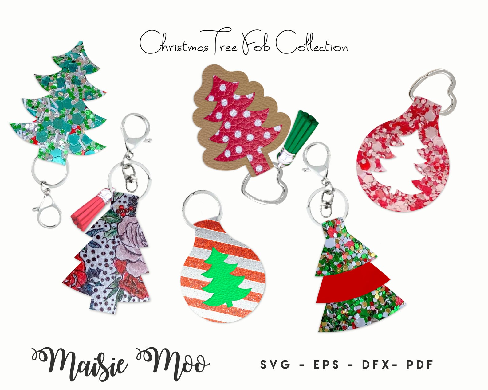 Christmas Tree Key Fob SVG Christmas Keychain Bag Tag Fob - Etsy