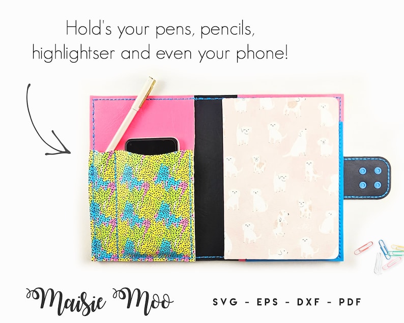 A5 Notebook Cover Pattern SVG Template | Hand Stitched Faux Leather ...