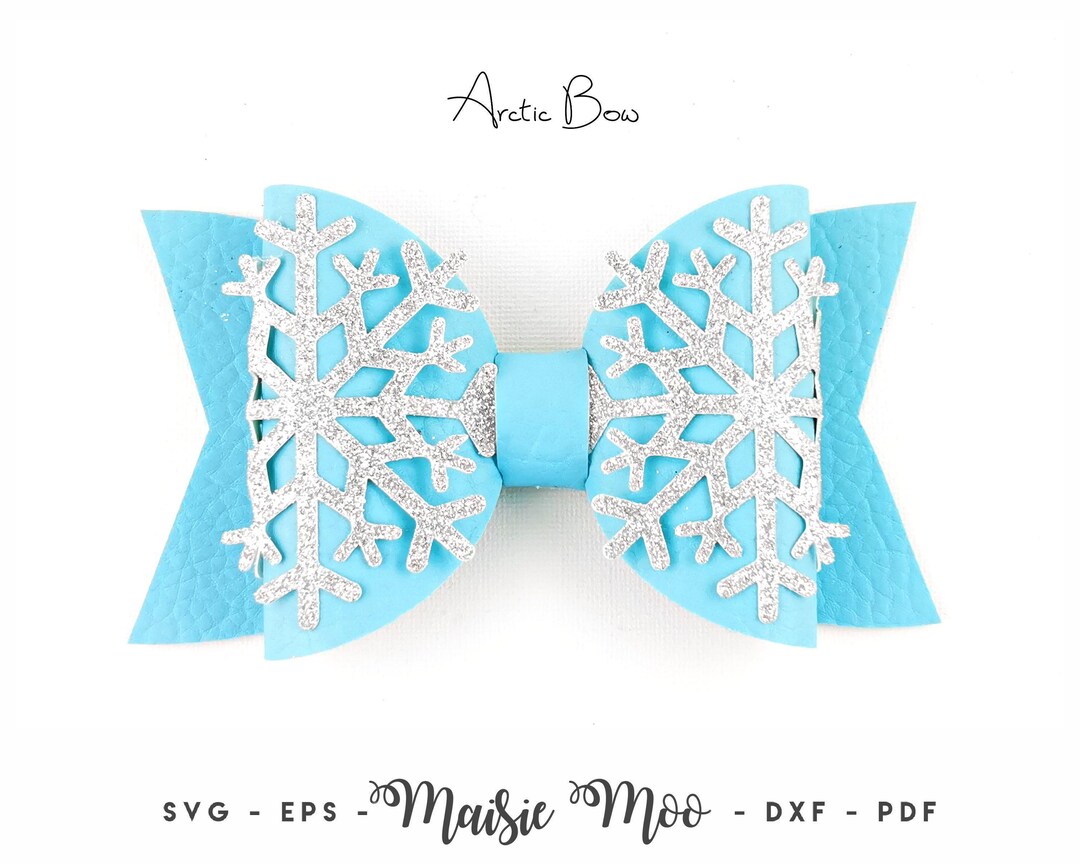 Christmas Snowflake Bow Template, Lace Bow SVG, Frozen Hair Bow PDF ...