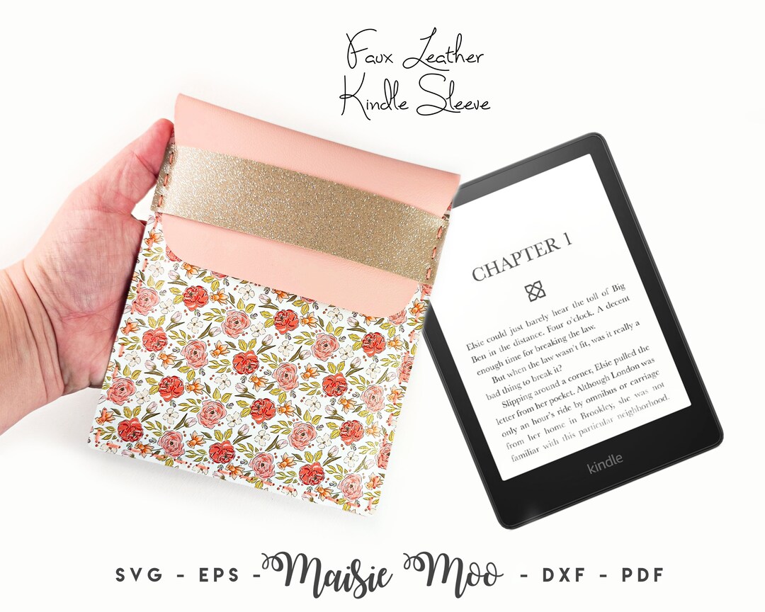 Kindle Sleeve SVG Sewing Pattern | Faux Leather Ebook Cover Template ...