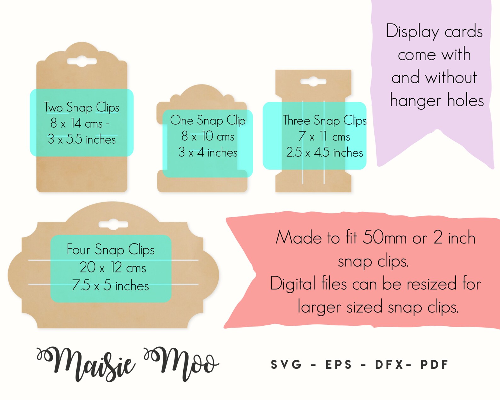 Snap Clip Display Card SVG Bow Display Card Hair Clip Card - Etsy