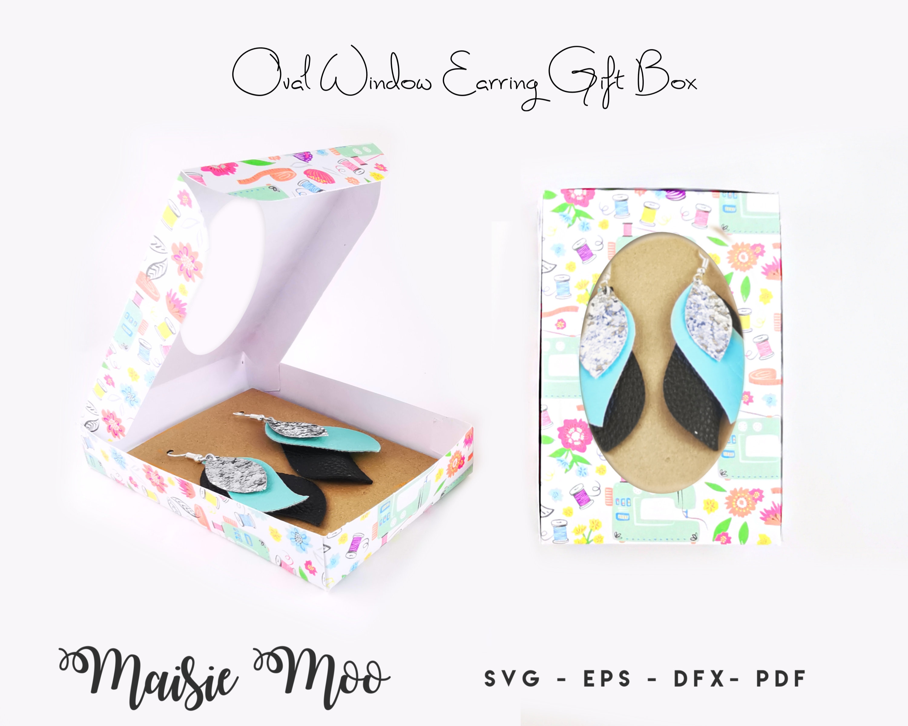 Earring Window Box SVG, Earring Window Display Box Template, Earrings ...