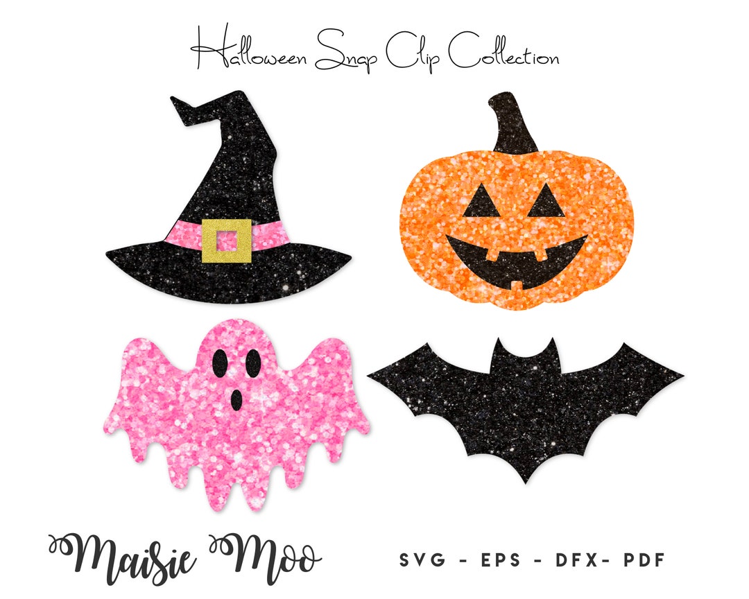 Halloween Snap Clip SVG Bat Pumpkin Witches Hat Ghost - Etsy