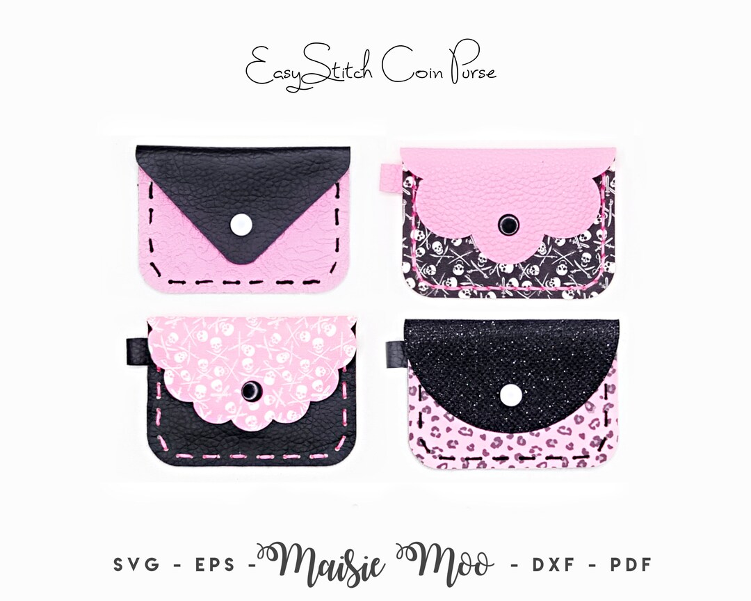 Easy Stitch Coin Purse SVG Template | Hand Stitched Faux Leather Purse ...