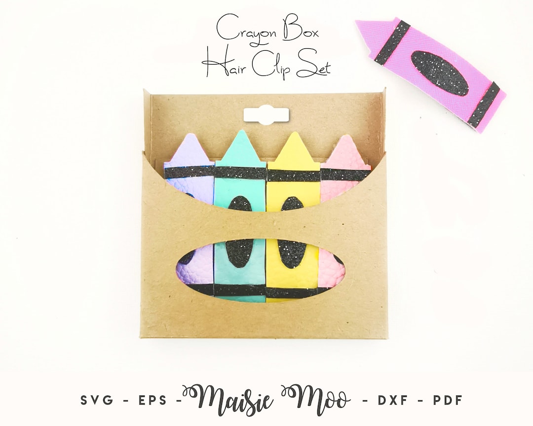 Crayon Box Snap Clip SVG, Back to School Snapclip Template, Crayon Bow ...
