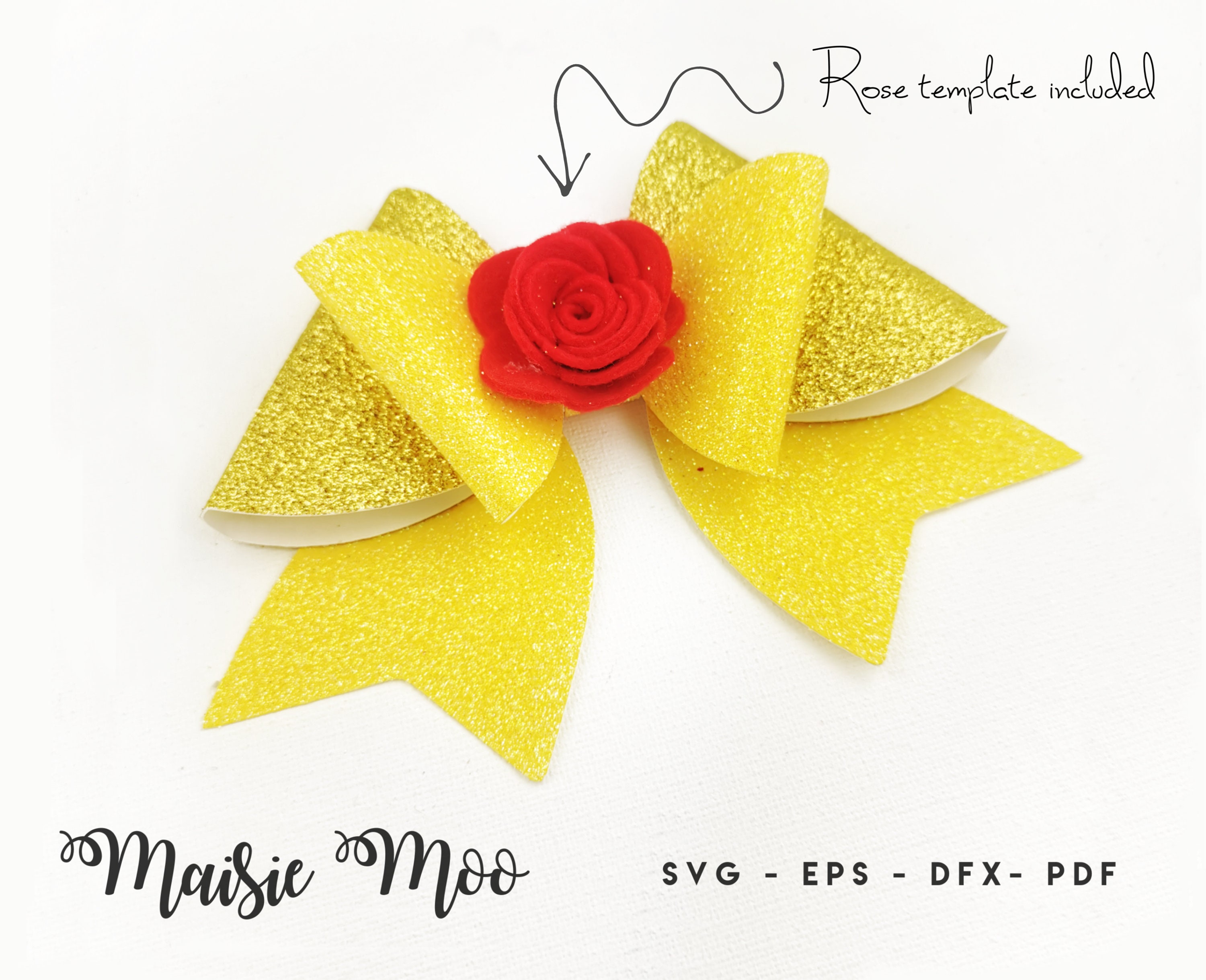 Princess Bow SVG Belle Bow Template SVG Yellow Cheer Bow | Etsy
