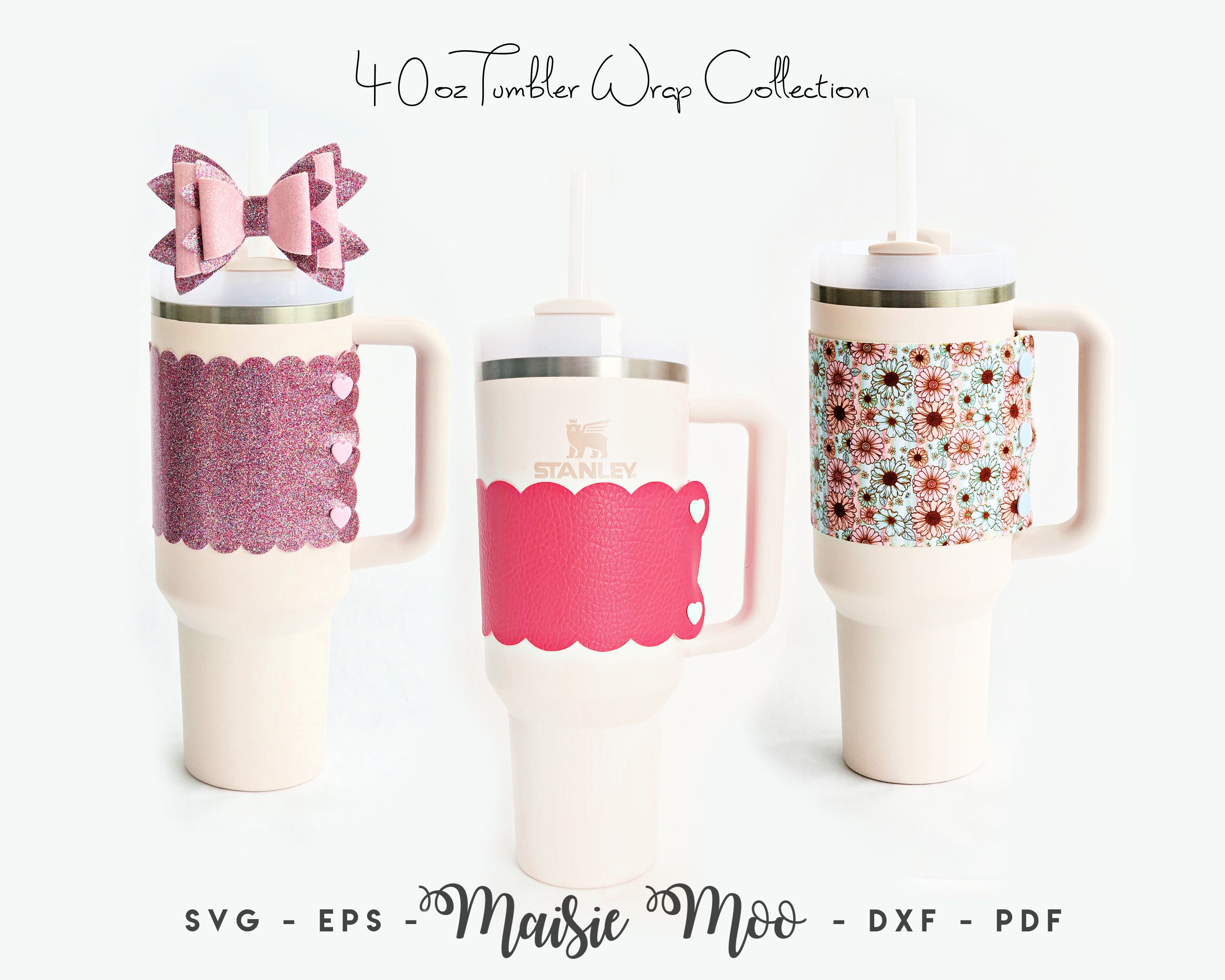 40oz Tumbler Wrap SVG, Faux Leather Tumbler Cup Cuff Template, Cup ...