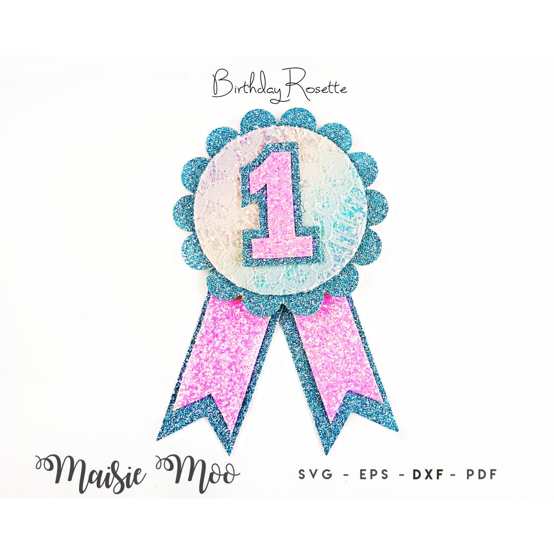Rosette Badge Template SVG, Birthday Badge SVG, Award Ribbon SVG, 1st ...