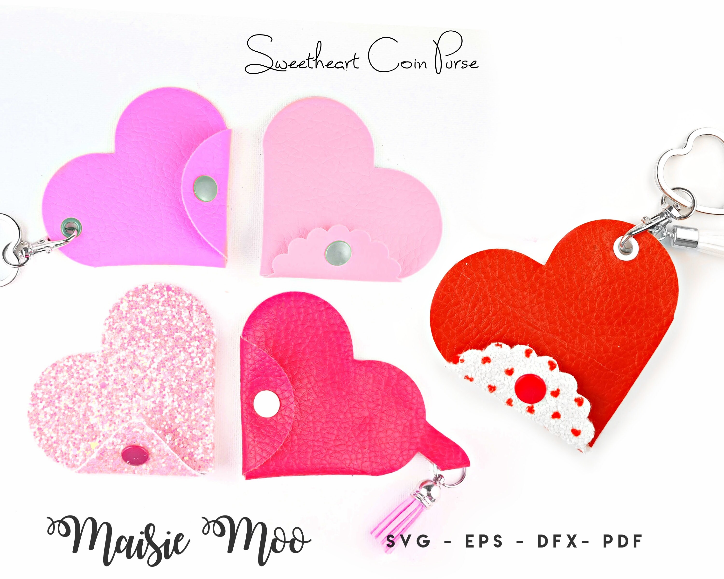 Sweetheart Coin Purse SVG Valentine Keychain Coinpurse - Etsy