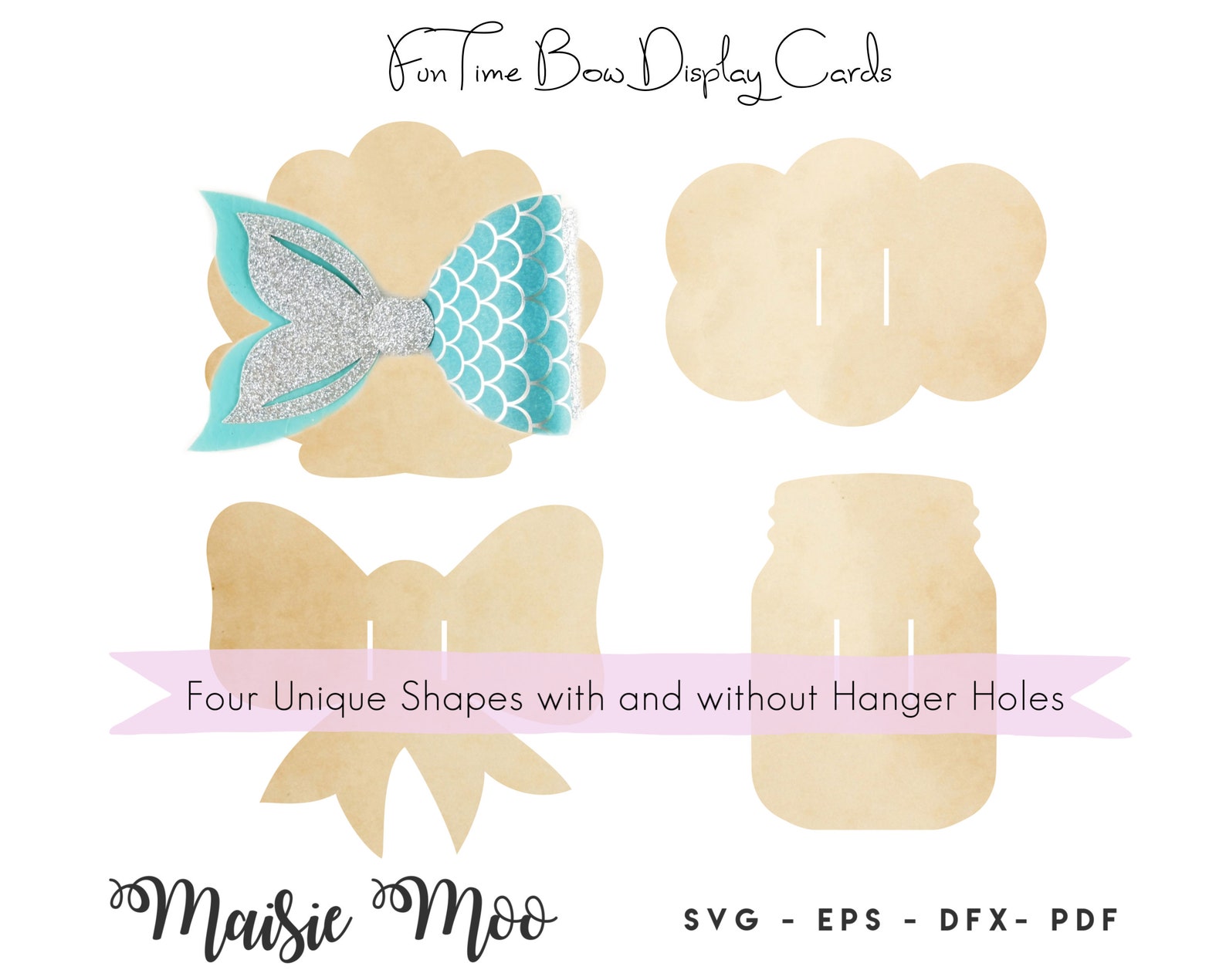 Bow Card SVG Bundle Bow Display Card, Hair Clip Card DXF, Bow Card ...