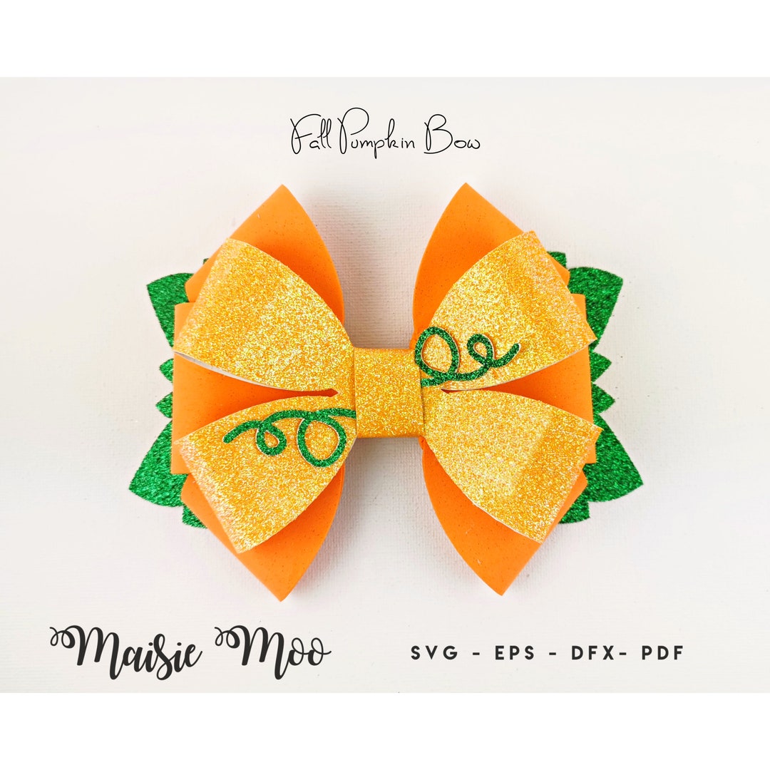 Thanksgiving Pumpkin Bow SVG, Harvest Bow Template , Fall Autumn Hair ...